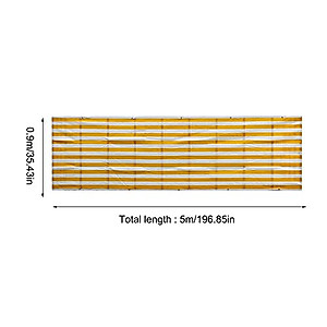 SLDHFE Balcony Privacy Screen 5 x 0.9 M Yellow and White Striped Windbreak Net Fence Sunshade Weatherproof HDPE Privacy Protector Balcony Cover with 24 Cable Ties and 66 Ft Rope
