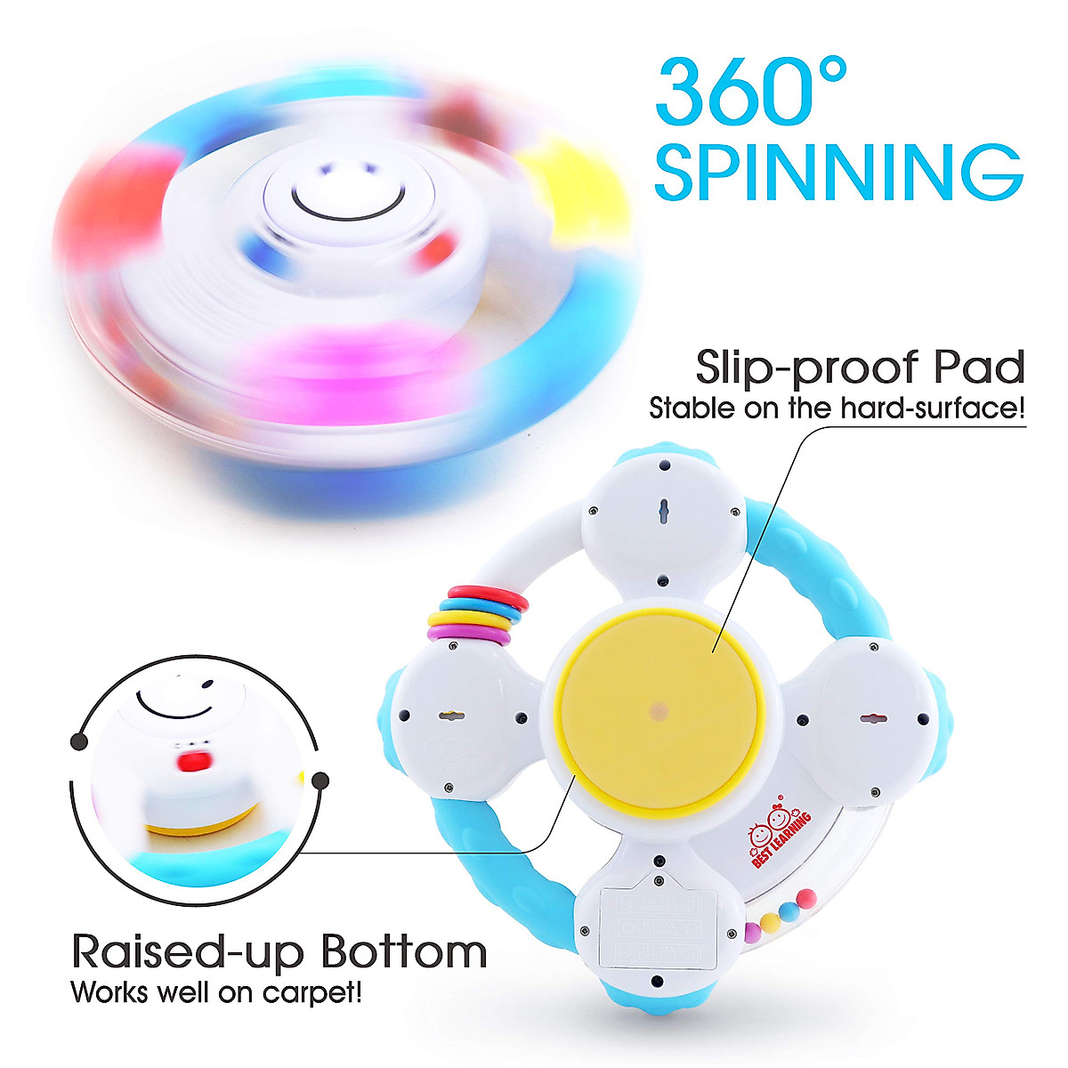 BEST LEARNING My Spin & Learn Steering Wheel - Interactive Educational Toys for 6 to 36 Months Old Babies & Toddlers - Learn Colors, Shapes, Feelings & Music - Birthday Gifts for Children