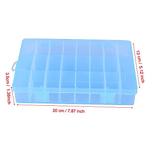 Jewelry Box Organizer Storage, 24 Grids Plastic Jewelry Adjustable Divider Container Detachable Beads Earrings Storage Case(Blue)