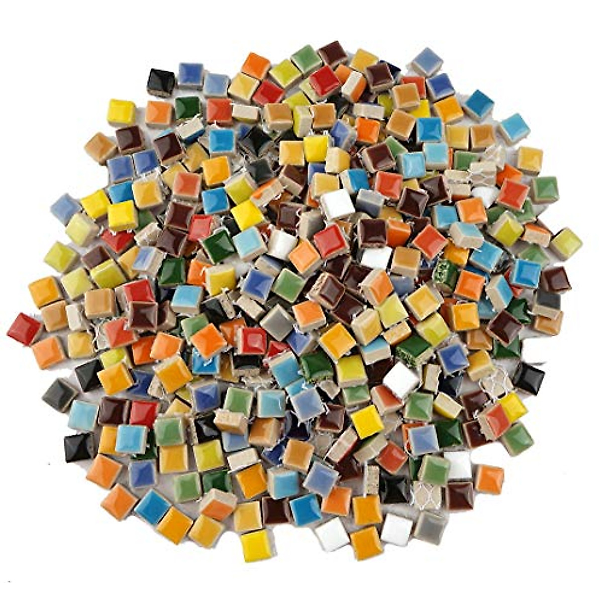 Lanyani Colorful Ceramic Mosaic Tiles for Crafts, 1/2 inch Square Glazed Porcelain Pieces Tile for Mosaics, Covers 1sq.ft