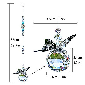 WEISIPU Crystal Hanging Decorations - Hanging Ornament Crystals Butterfly Suncatchers with Clear Crystal Ball for Home, Office, Garden Decoration, Window Decorations Hanging