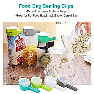 4pcs Food bag clipswith Pour Spouts, Great Clips Bags for Kitchen, Suitable for Small Particle Food, Liquid,Flour and Baby Food Storage Organizer