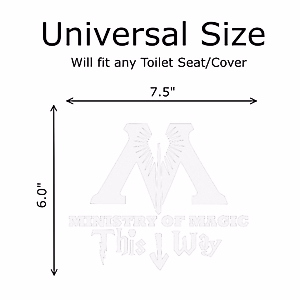 MINISTRY OF MAGIC THIS WAY Decal Die Cut Vinyl Funny Humor Quote, | FREE SWITCH DECAL | , Black, 7.5 Inches Bathroom Toilet Seat Sticker.