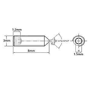 M3 x 8mm Cone Point Screws, Hex Socket Set Screws, Metric Grub Screws, A2-70, DIN914 Stainless Steel, 250Pcs