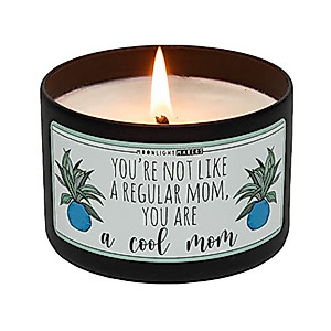 Moonlight Makers You're Not Like A Regular Mom, You Are A Cool Mom Candle, Sea Salt & Orchid Scented Handmade Candle, Natural Soy Wax Candle, 25+ Hour Burn Time, 8oz Tin, Mother's Day Gift