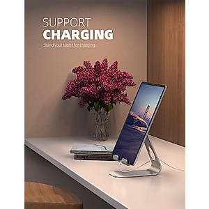 Lamicall Tablet Stand, Adjustable Tablet Holder - Desktop Stand Dock Holder Compatible with 4-13" Tablet Such as iPad Pro 11, 9.7, 10.5, 12.9 Air Mini 4 3 2, Kindle, Nexus, Tab, Silver