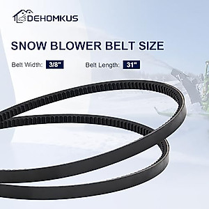 Drive Belt Fits for Snow Thrower - Drive V-Belt for MTD 754-0142 954-0343 754-0205 Ariens 72099 0720990 Simplicity 1672732SM Series edgers Snowblowers (3/8" X31")