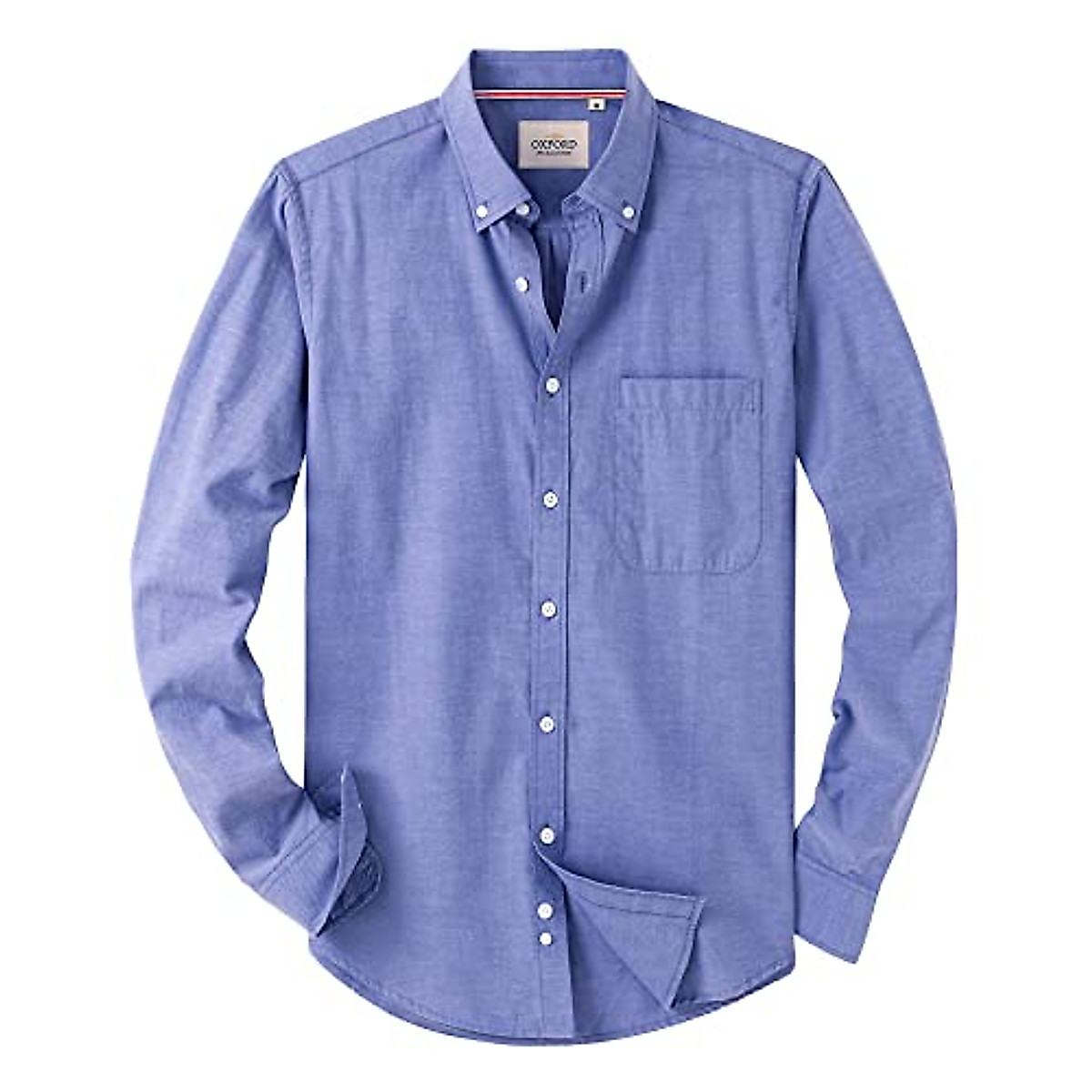 Alimens & Gentle Men's Solid Oxford Shirt Button Down Collar Long Sleeve Shirts with Pocket
