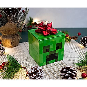 MINECRAFT Creeper 4-Inch Tin Storage Box Cube Organizer with Lid | Basket Container, Cubby Cube Closet Organizer, Home Decor Playroom Accessories | Video Game Toys, Gifts and Collectibles