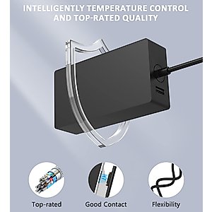 65W Surface Pro Charger Compatible with Microsoft Surface Pro 9, 8, 7+, 7, 6, 5, 4, 3, X, Windows Surface Laptop 5, 4, 3, 2, 1 Studio, Surface Go Tablet, Surface Book 3, 2, 1, Works with 44W&36W&24W