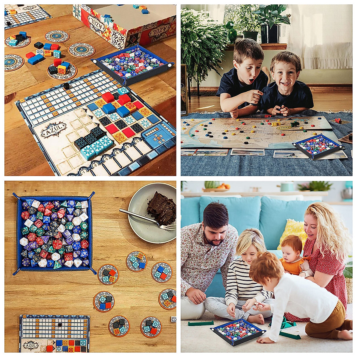 KISLANE Dice Tray 8 Pieces Folding Square Dice Tray, Felt Dice Tray Holder for DND, RPG, MTG and Other Board Games (Violet, Coffee, Green, Red, Rose Red, Gray, Yellow and Blue)