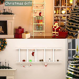 POXAKA Blanket Ladder, 5-Layer Towel Racks, Blanket Holder with Anti-Slip Construction Home Decor, Decorative Blanket, Quilt, Towel, Scarf Ladder Shelves for Living Room, Bedroom, Bathroom, White