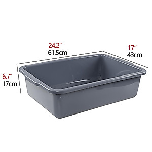 Yesdate 4-Pack 32 L Large Bus Tubs, Commercial Tote Box, Plastic Bus Box, Grey
