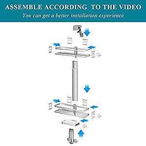 Parosan Shower Caddy, 3 Tier Adjustable Aluminum Bathroom Hanging Shower Organizer Over The Door, Rustproof Shower Shelves with Soap Holder Razor Holder for Bathroom Storage