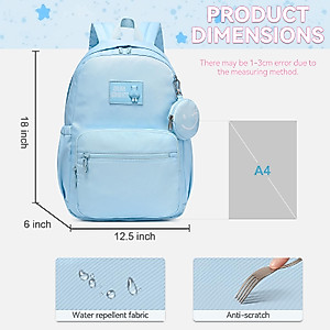 Caran·Y Backpack For Girls Light Weight School Bookbag Classic Basic Water Resistant Casual Daypack for Travel with Bottle Side Pockets
