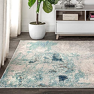 JONATHAN Y CTP104A-5 Contemporary POP Modern Abstract Vintage Indoor Area -Rug, Transitional, Bohemian Easy -Cleaning,Bedroom,Kitchen,Living Room,Non Shedding, Cream/Blue, 5 X 8