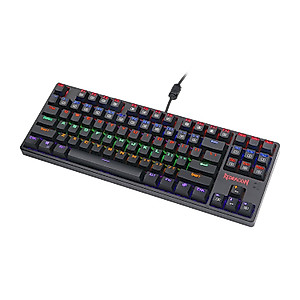 Redragon K576R DAKSA Mechanical Gaming Keyboard Wired USB LED Rainbow Backlit Compact Mechanical Gamers Keyboard 87 Keys for PC Computer Laptop Blue Switches (Black)