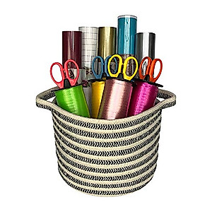 ZP Home Goods Cotton Rope Basket - Set of 2 for Kitchen, Bathroom, Laundry, Nursery, Craft, pet, Kids, Living Room, Closet, mud Room, Gift and Storage (Black)