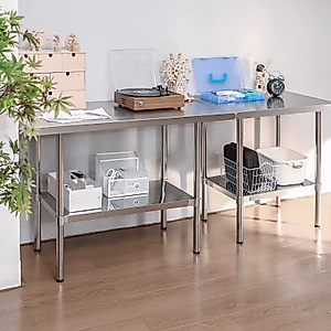 Land Guard Stainless Steel Prep Table - Commercial Work Table with Adjustable Undershelf, Scratch Resistent and Easy to Install Metal Table for Restaurant, Hotel, Home, Garage…