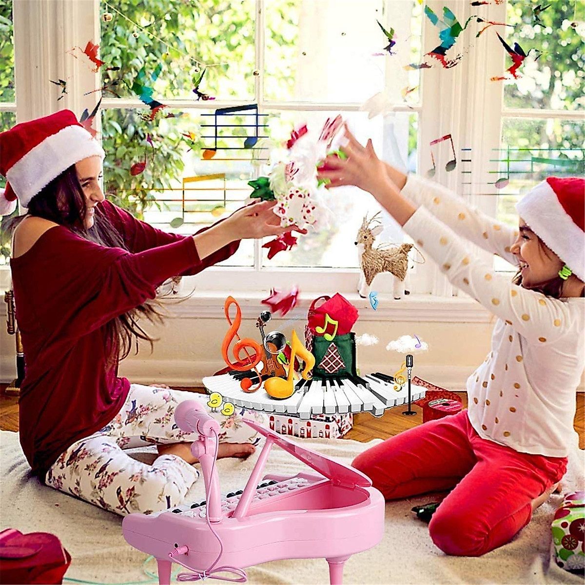 Love&Mini Pink Piano Toys for 1+Years Old Girls First Birthday Gifts Toddler Piano Music Toy Instruments with 24 Keys and Microphone