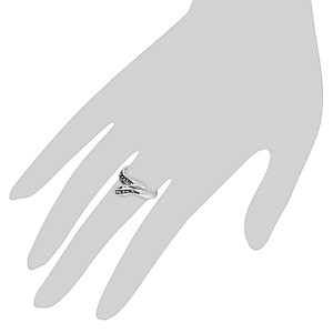 Gemondo 925 Sterling Silver Art Nouveau Emerald & Marcasite Snake Ring