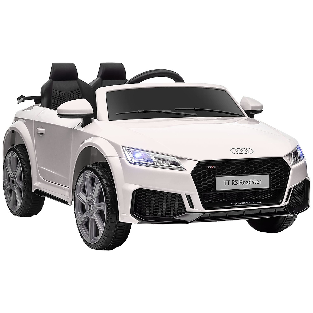 Aosom 6V Kids Electric Ride On Car, Licensed Audi TT RS with Suspension System and Remote Control, Horn, 5 Songs, Lights, MP3 Player, White