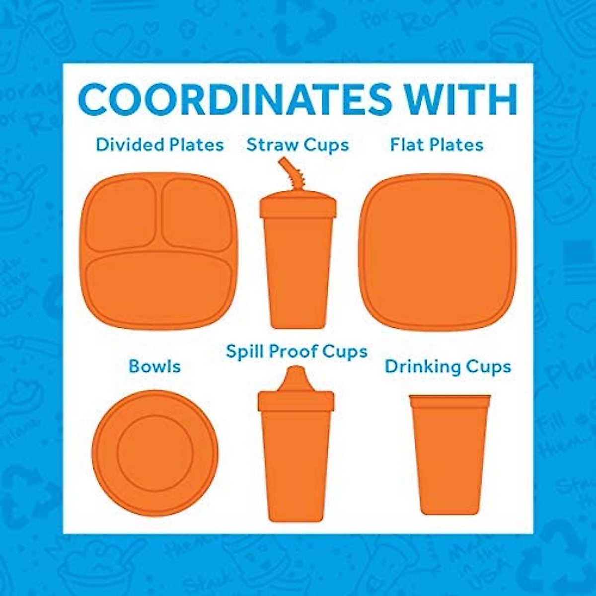 Re-Play Made in USA Toddler Forks and Spoons, Pack of 12 Without Carrying Case - 6 Kids Forks with Rounded Tips and 6 Deep Scoop Toddler Spoons - 0.2" Thick Toddler Utensils, Sorbet