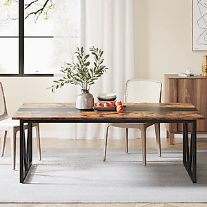 TRIBESIGNS WAY TO ORIGIN Dining Table for 6-8 People, 70.8-inch Rectangular Wood Kitchen Table with Strong Metal Frame, Industrial Large Dining Room Table for Kitchen, Living Room (Rustic Brown)