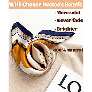 kcctoo 27.5" Mulberry Silk Feeling Head Scarf Women's Fashion Square Neck Satin Scarfs for Bag Hair Scarves Gift