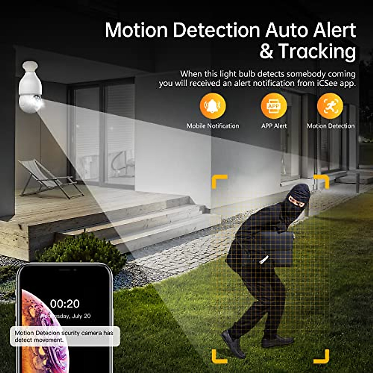 4 Pack Lightbulb Security Camera Wireless Outdoor, 1080P WiFi Light Socket Security Cameras Indoor, Lightbulb Camera WiFi Outdoor with Color Night Vision, Auto Motion Tracking, App Remote, 2-Way Talk