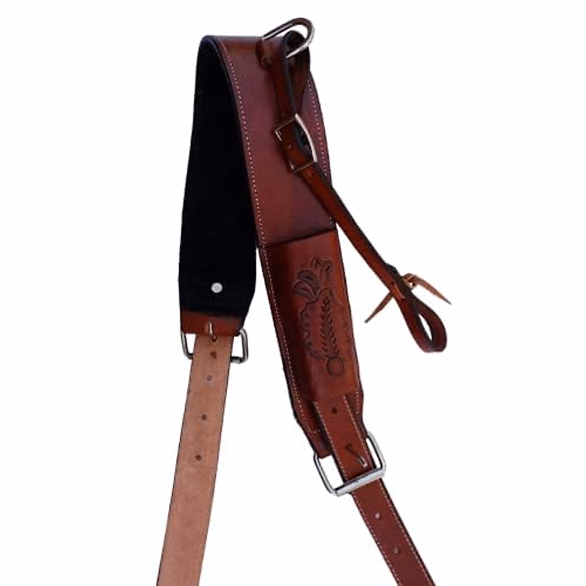 WEMBILS Horse Western Leather Complete Flank Cinch Set Primeum Leather Quality Horse Riding Equestrian Decoretive Western Rear Flank Back Cinch Girth Saddle Billets TACK Horse Cinches