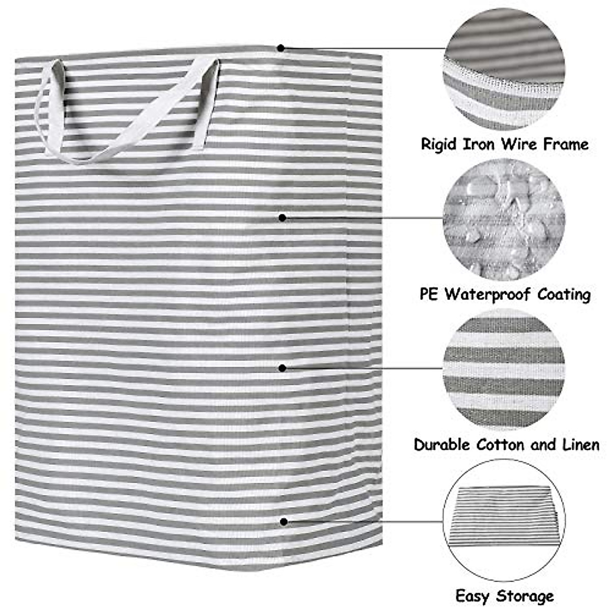3 Pieces 72 L Large Storage Basket Kids Girls Baby Laundry Hamper Collapsible Clothes Toy Baskets with Handles for Dorm Nursery Home (Stripe, Curve, Star)