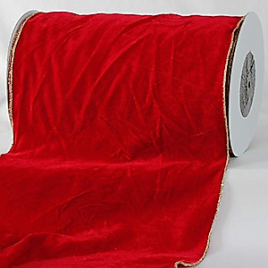 Red and Gold Colored Woven Edge Soft Velvet Ribbon 12" x 20 Yards