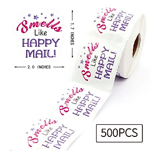 Littlefa Funny Smells Like Happy Mail Stickers,Mail Stickers,Small Business Stickers,Envelopes Seal Stickers,Cute Mail Packaging Stickers 500 PCS