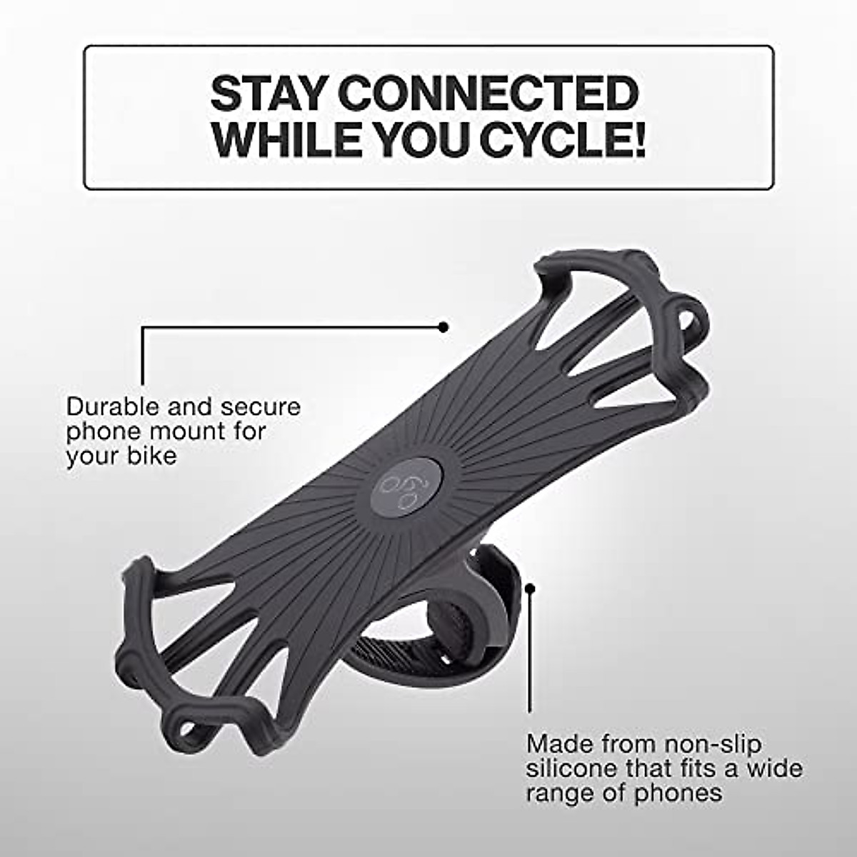 TeamObsidian Bike Phone Mount [ Size M ] Made of Durable Non-Slip Silicone. Rotatable Mobile Cellphone Holder/Universal Cradle for All Bicycle Handlebars and 99% of Smartphones