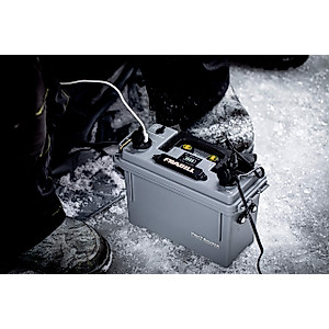 Frabill Pow'R Source Storage Box | Water Resistant Lightweight and Portable Power 12V 10 AH Power Source and Storage Box, Gray