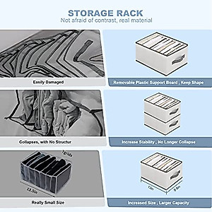 4pcs Wardrobe Clothes Organizer for Jeans, Clothes Organizer for Folded Clothes, PP Plate Nylon Mesh Foldable Closet Organizers and Storage for Pants, Underwear, Sweater, T-shirt, Dress (9Grids)