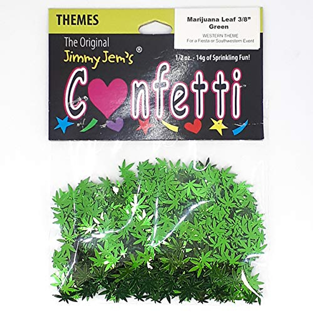 Confetti Marijuana Leaf 3/8" Green - Retail Pack #9713 QS0
