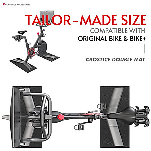 Crostice Double Mat Compatible with Peloton Bike, for Most Bike, Thickness 6mm, Bike Trainer Accessories, 11.8x24 inch * 2 Mat Protect Hardwood Floor Carpet, for Cycling Home Gym Exercise