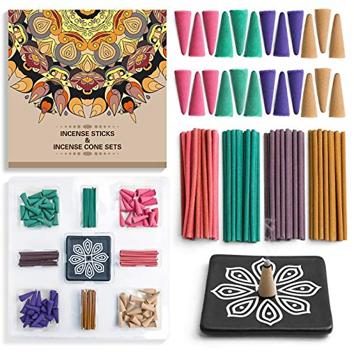 Incense Cones, Scented Incense Sticks, Incense Sticks with Incense Cones Gift Set, Incense, Incense Sticks, Incense Sticks Variety Pack, Incense Sticks Gift Set