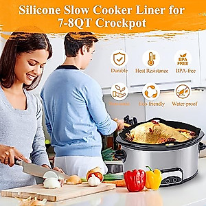 Silicone Slow Cooker Liners For 7-8 Quart Crock Pot，Reusable Leakproof Bpa Free Crockpots Accessories For Oval Crockpots
