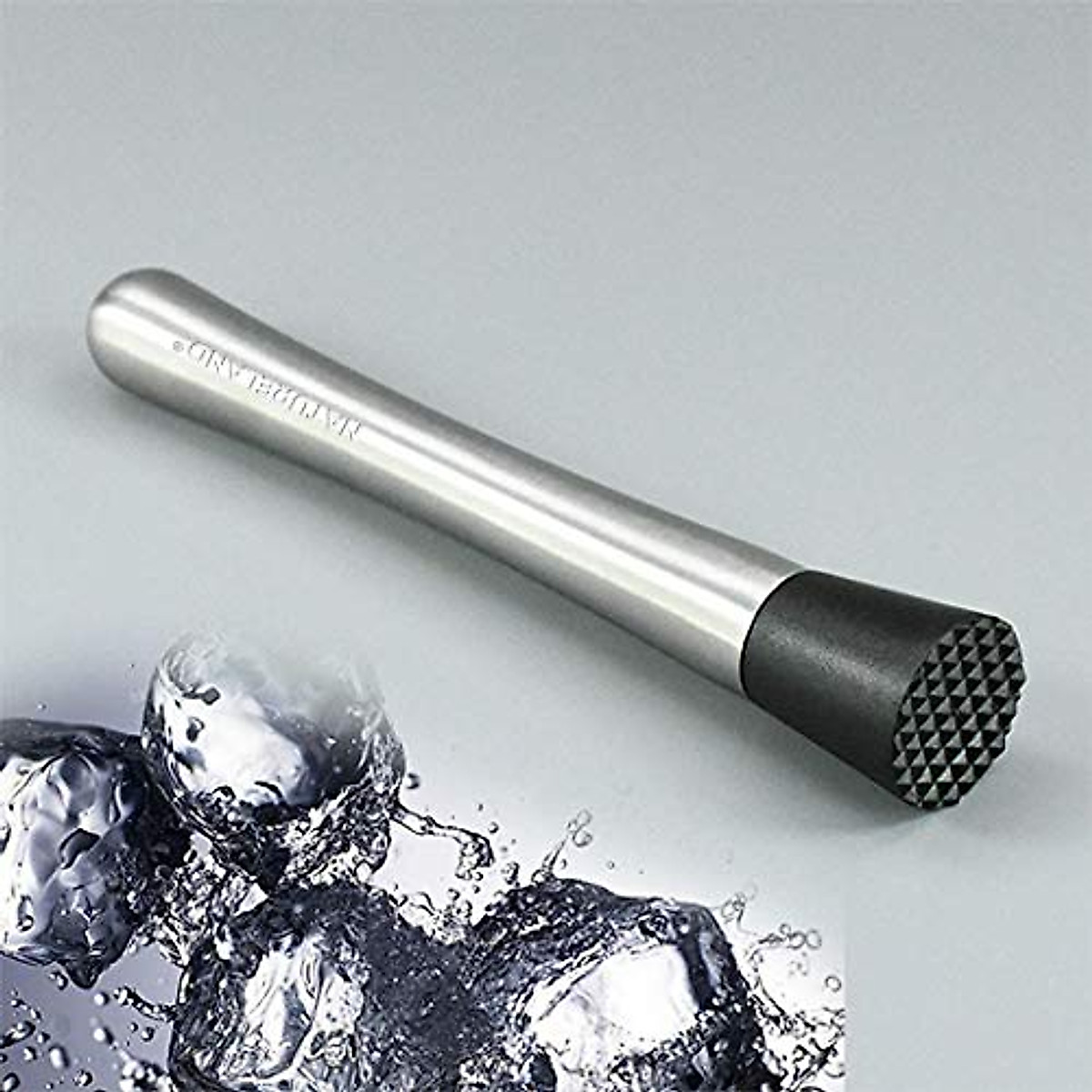 NATURELAND Stainless Steel Cocktail Muddler and Mixing Spoon Home Bar Tool Set - Create Delicious Mojitos and Other Fruit Based Drinks (8" Muddler)