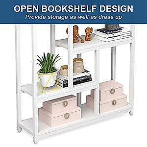 LITTLE TREE 78.7” Tall Bookshelf Industrial Bookcase for Living Room Home Office,White