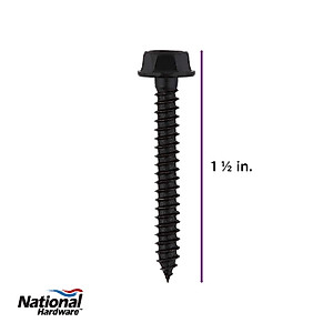 National Hardware N800-122 Hex Head Screw Used to Install National Hardware's Outdoor Reinforcement Hardware Collections on Pergolas, Gazebos, Garden, Arches, Raised Garden Beds, 10 x 1 1/2", Black