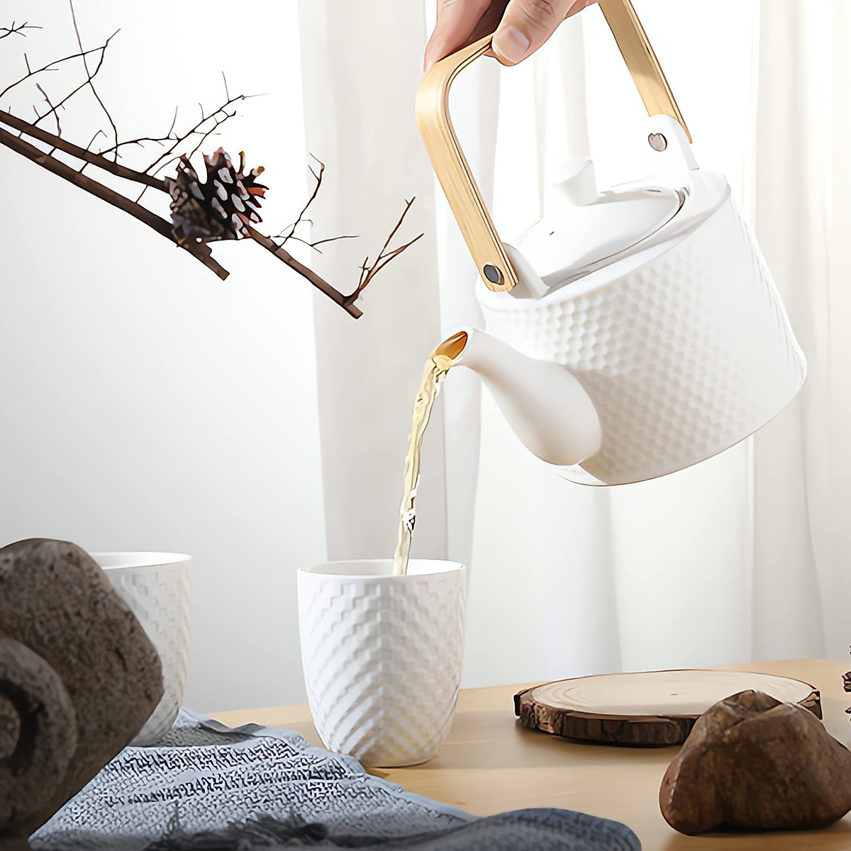 Toichi Japanese Ceramic Tea Cups 6 oz, Teacups Tea Gifts, 1 Cup (Black)