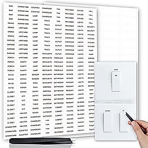 328 Pieces Light Switch Label Sticker Clear Transparent with Text, Waterproof Switch Panel Labels for Home Kitchen Bathroom Office School, Include Blank Labels and Tweezer