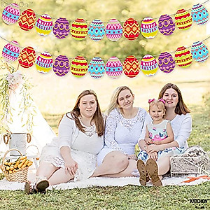 KatchOn, Easter Egg Garland for Mantle - 10 Feet, No DIY | Large, Easter Garland for Easter Decorations | Happy Egg Easter Banner for Fireplace | Easter Party Decorations | Easter Garland Decorations