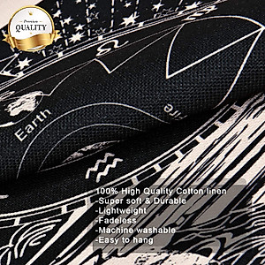 Likiyol Pack of 3 Tarot Tapestry The Sun The Moon The Star Tarot Card Tapestry with Rustproof Grommets, Seamless Nails (Black white, 11.8 x 15.7 inches)