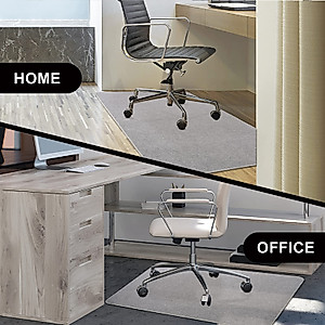 SHIEN Edging Office Chair Mat for Hardwood&Title Floor, 55"x35" Computer Gaming Rolling Chair Mat for Home Office Hardwood Floor, Anti-Slip Low Pile Under Desk Rug, Large Floor Protector (Light Grey)