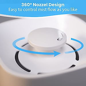 Rilextec Humidifiers for Bedroom Large Room, 4.5L Cool Mist Humidifiers Quiet for 37H, 360° Rotation Nozzle, Top Fill Room Humidifiers for Babies Nursery, Office, Indoor Plants